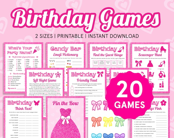 Barb Doll Pictionary // Let’s Party Game // Pink Birthday Party Game ...