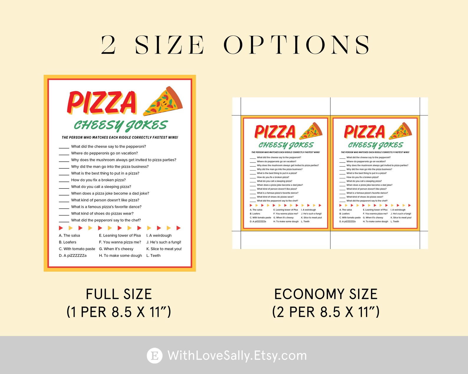 Pizza Riddle Me This Game Printable Pizza Party Games for Kids Adults ...