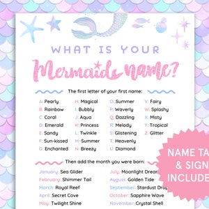 What's Your Mermaid Name Name Tags Sign Mermaid Name - Etsy