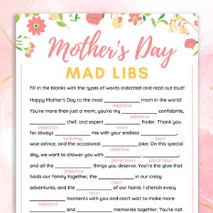 Mothers Day Mad Libs Mothers Day Games Mothers Day Activity Fun Mothers ...