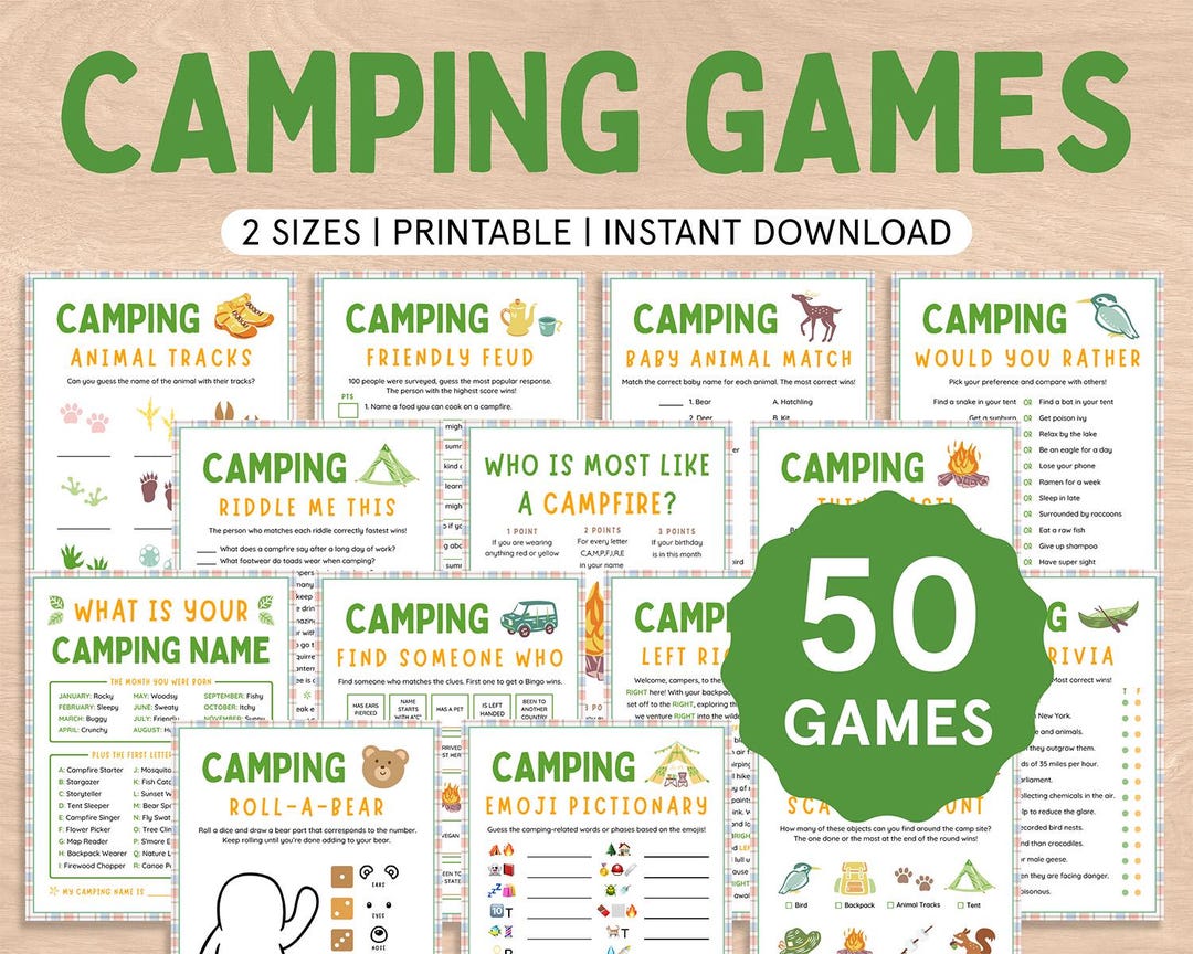Camping Game Bundle Camping Activities for Kids Camp Party Dad Camping ...
