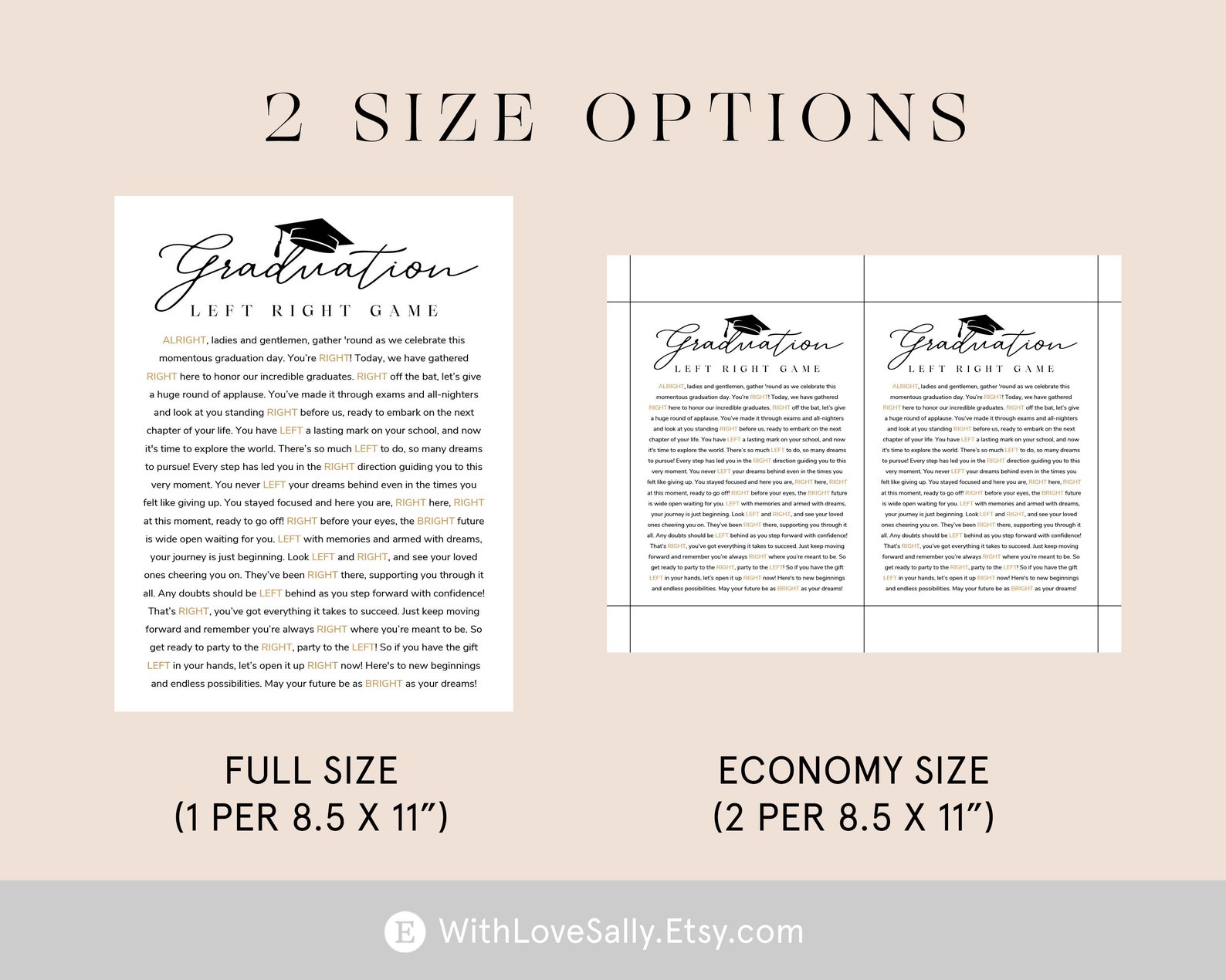 Graduation Left Right Game Graduation Party Games Class of 2024 High ...