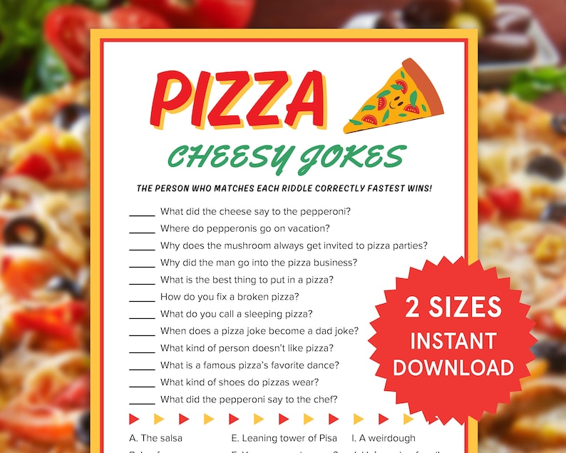 Pizza Riddle Me This Game Printable Pizza Party Games for Kids Adults ...