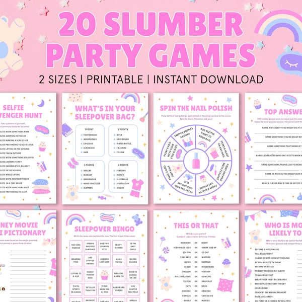 Sleepover Games - Etsy