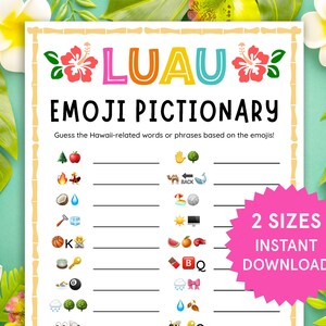 Luau Emoji Pictionary Luau Party Games Luau Games for Kids Luau ...