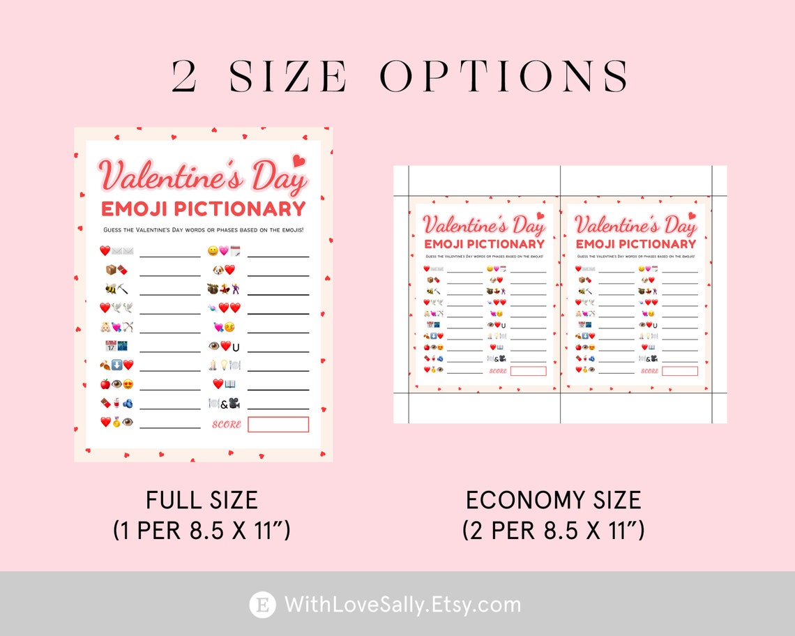 Valentine's Day Emoji Pictionary Game Fun Valentines Day Printable ...