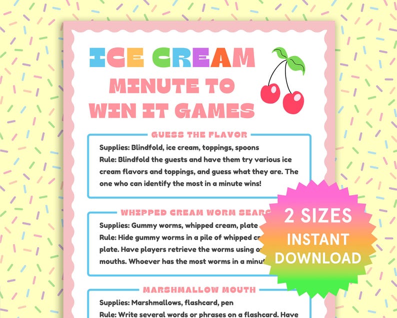 Ice Cream Minute to Win It Summer Activities for Kids Birthday Games ...