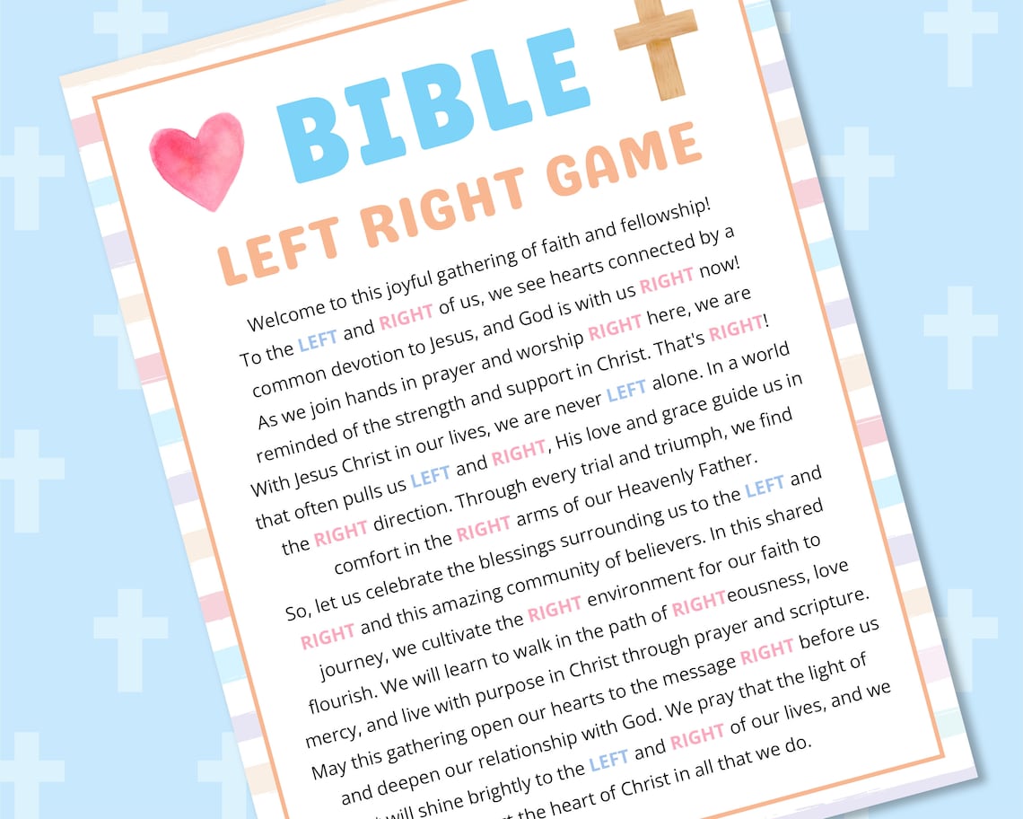 Church Left Right Game Sunday School Bible Study Games Bible Game ...