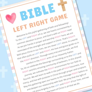 Church Left Right Game Sunday School Bible Study Games Bible Game ...