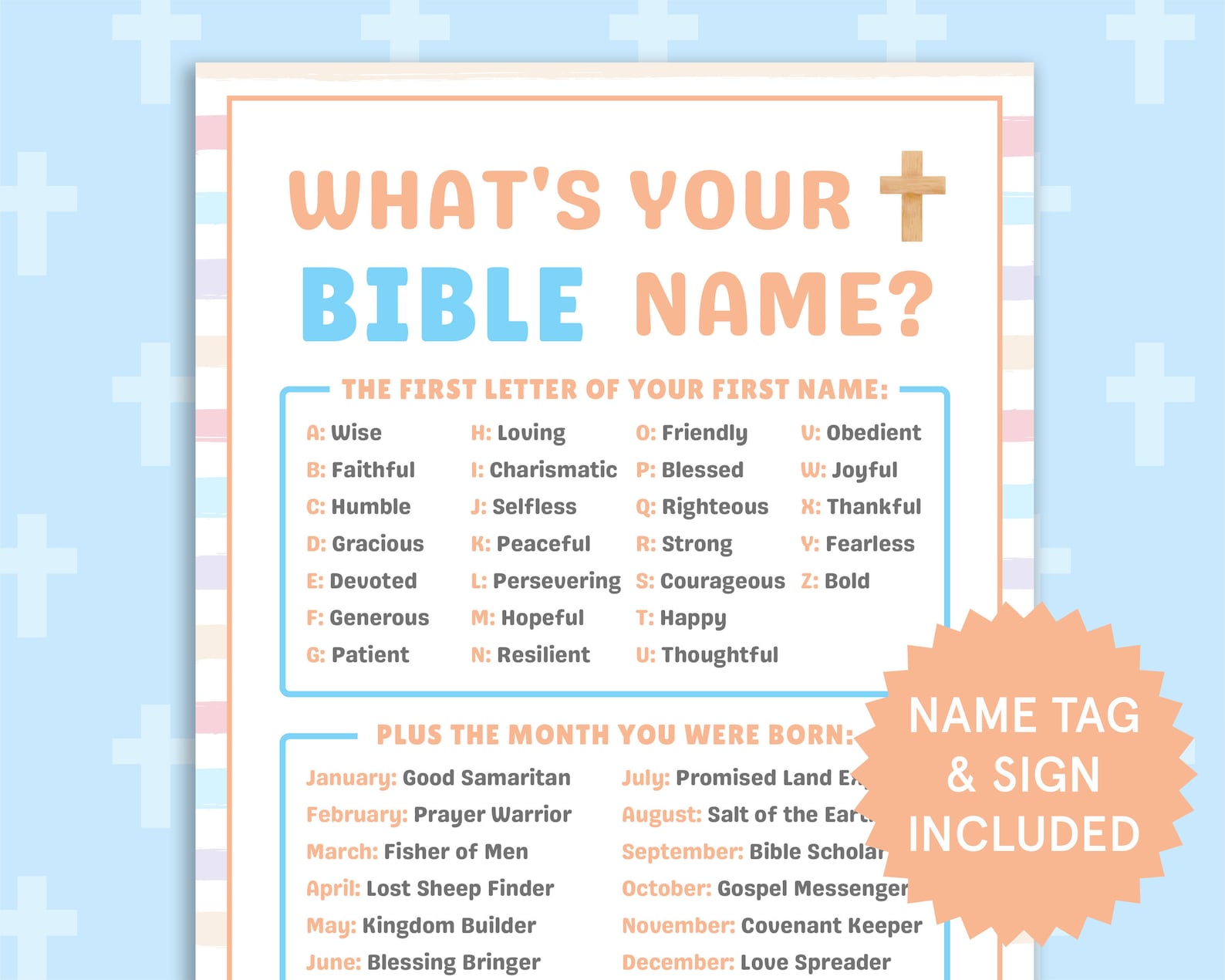 What's Your Bible Name, Name Tags, Sign Bible Game Church Activities ...