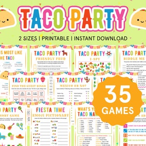 Taco Party Games Bundle Taco Games for Kids Fiesta Games Birthday Party ...