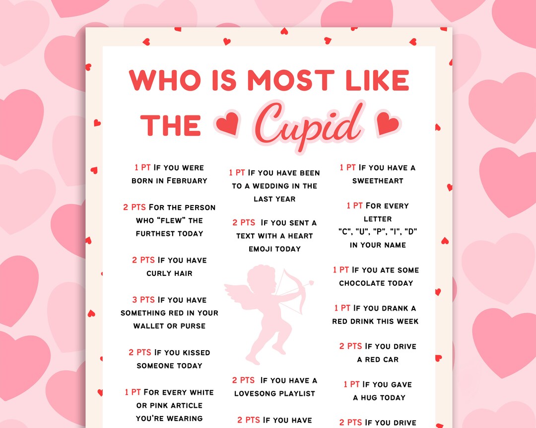 Who is Most Like the Cupid Valentine Games for Kids and Adults ...