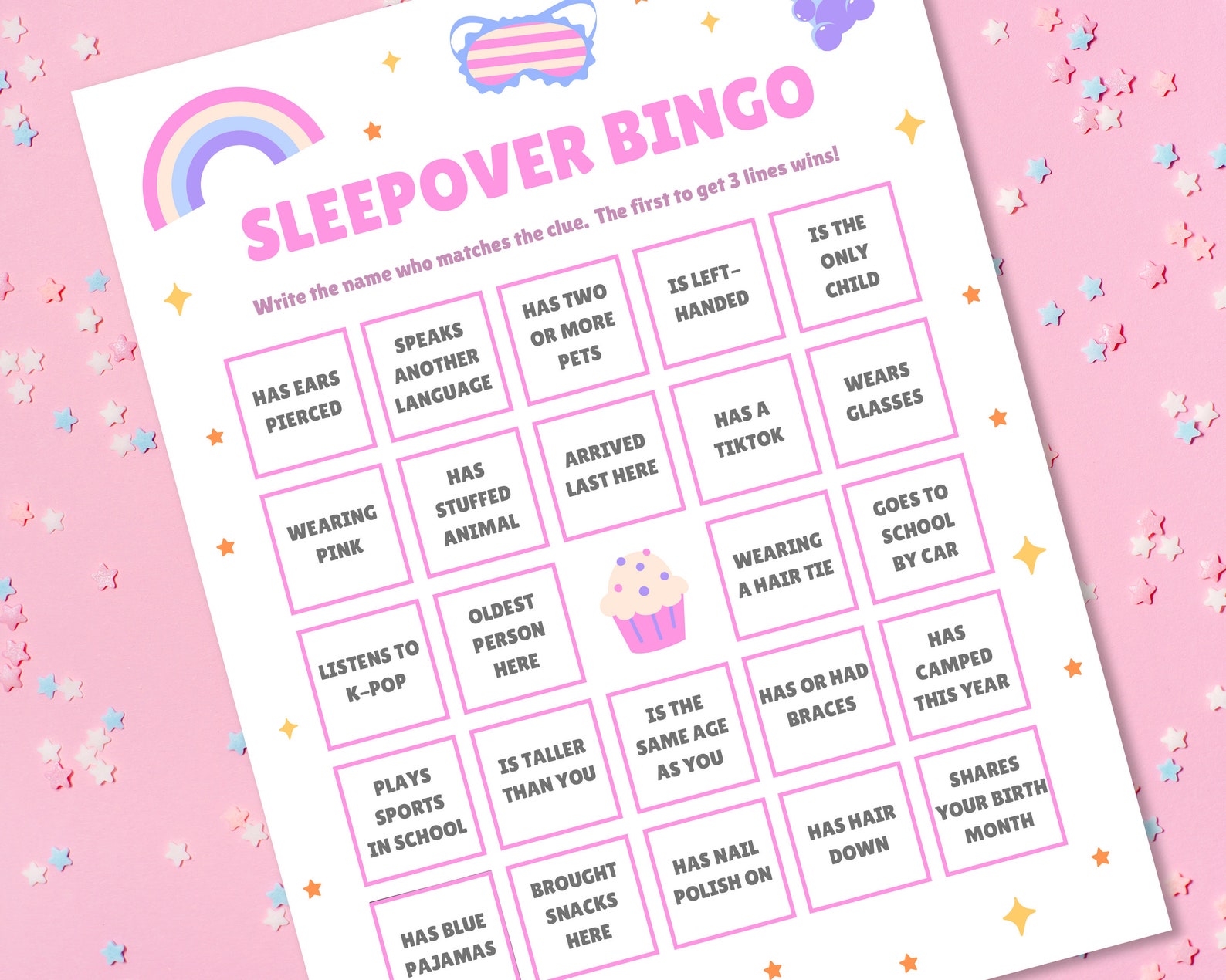 Sleepover Bingo | Slumber Party Find the Guest Bingo | Slumber Party ...