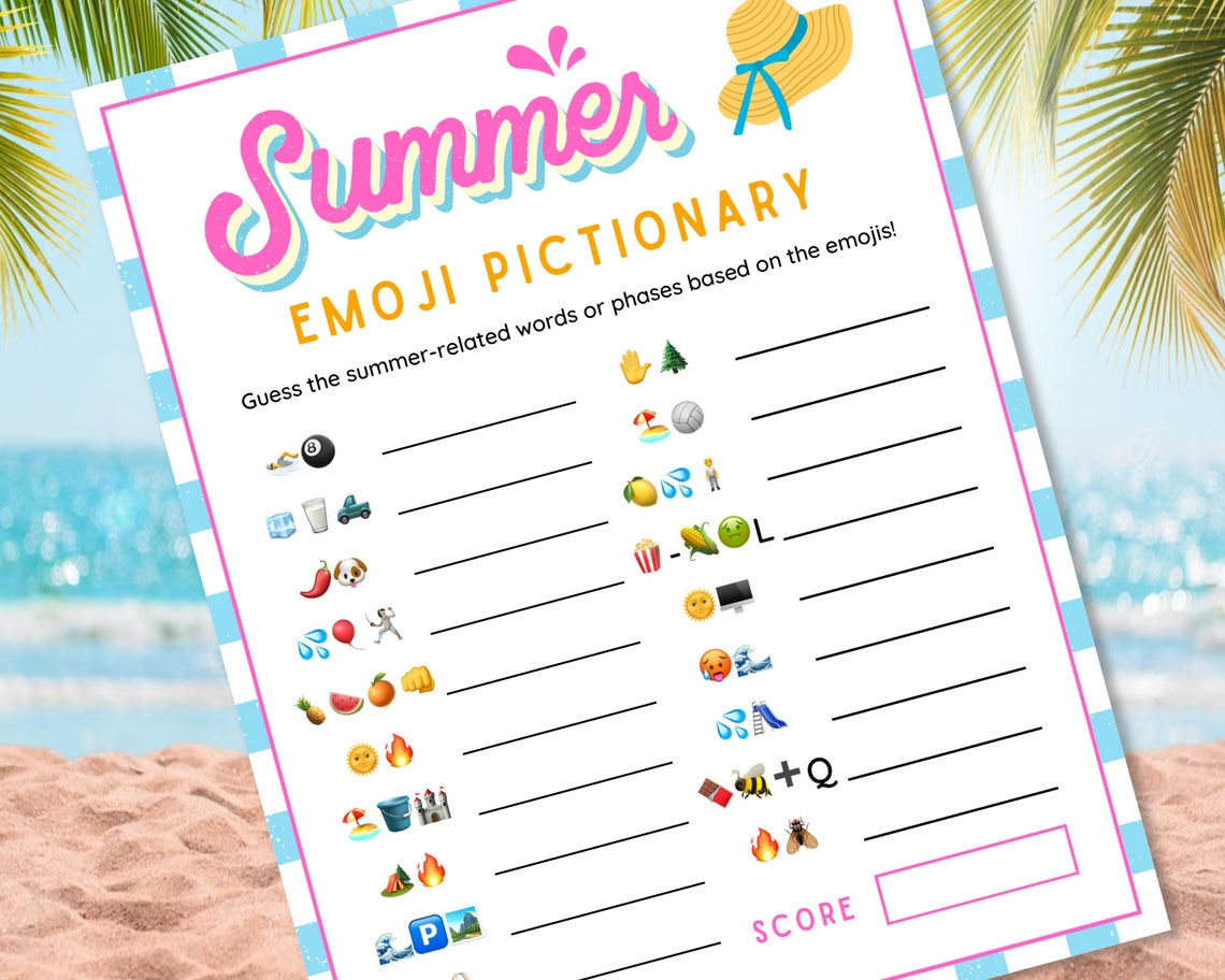 Summer Emoji Pictionary Game Summer Games Beach Games Fun Summer ...
