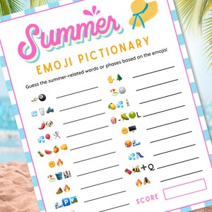 Summer Emoji Pictionary Game Summer Games Beach Games Fun Summer ...