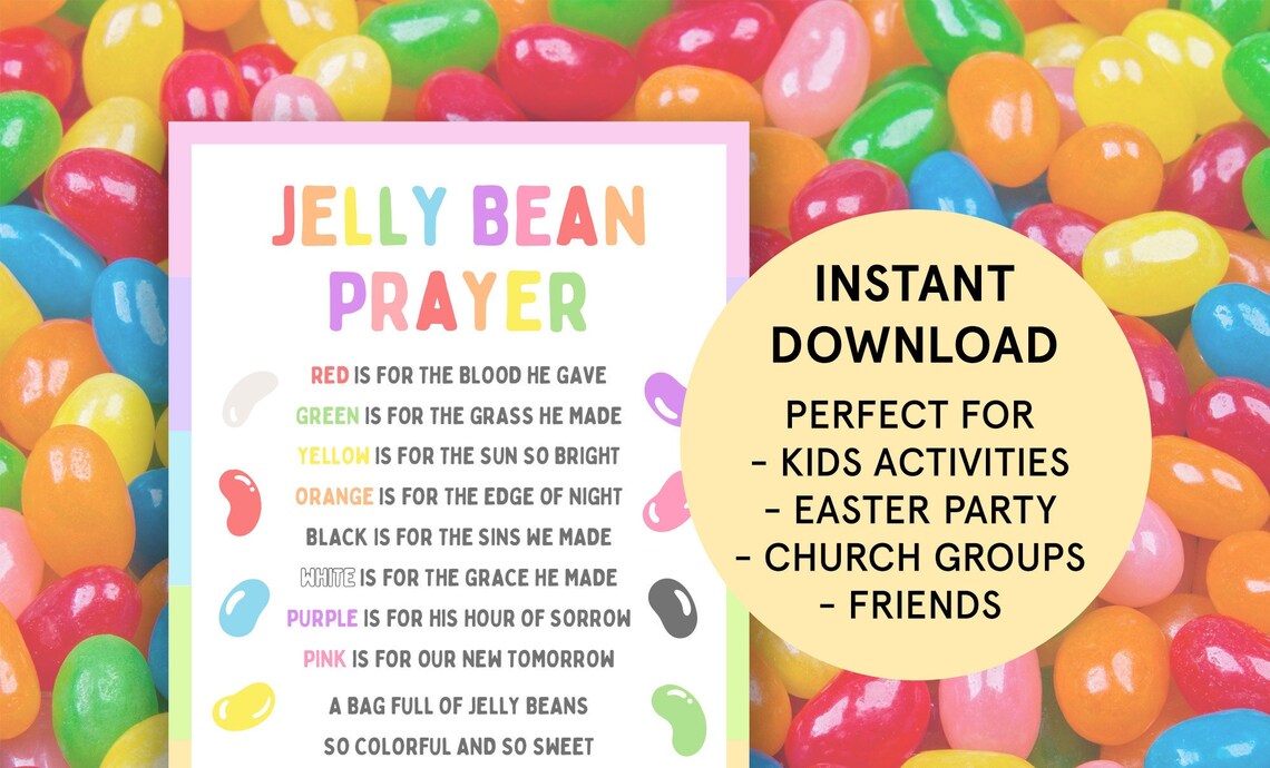 Jelly Bean Prayer Easter Christian Easter Gift Tags Basket Stuffer ...