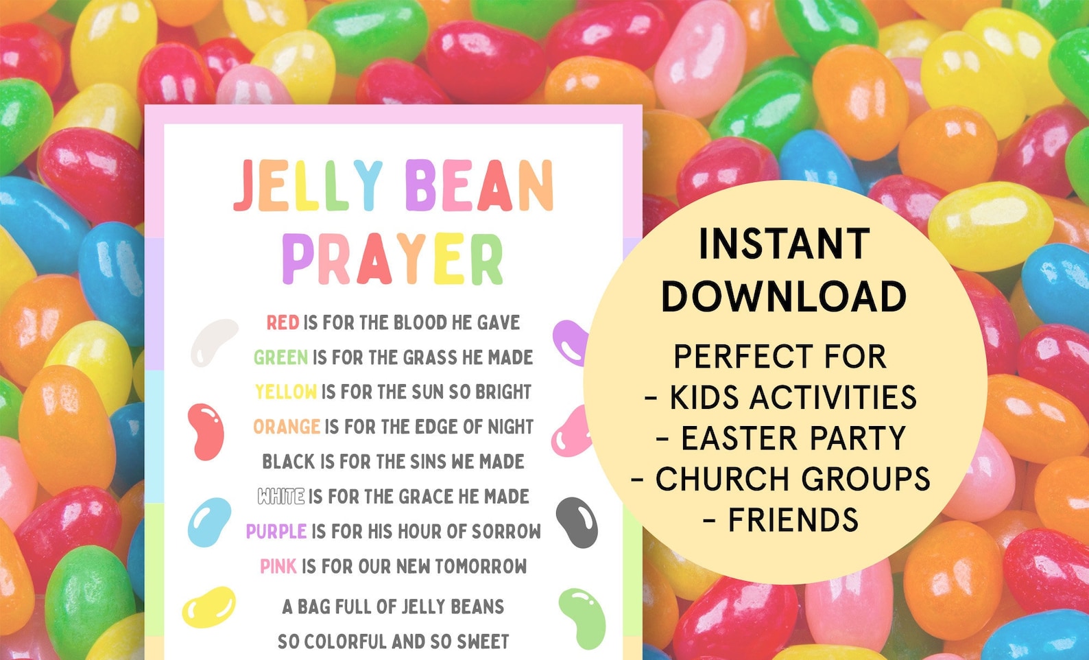 Jelly Bean Prayer Easter Christian Easter Gift Tags Basket Stuffer ...