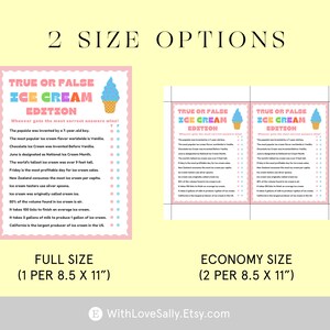 Ice Cream Fact or Fiction Ice Cream Party Games Kids Birthday Games Fun ...