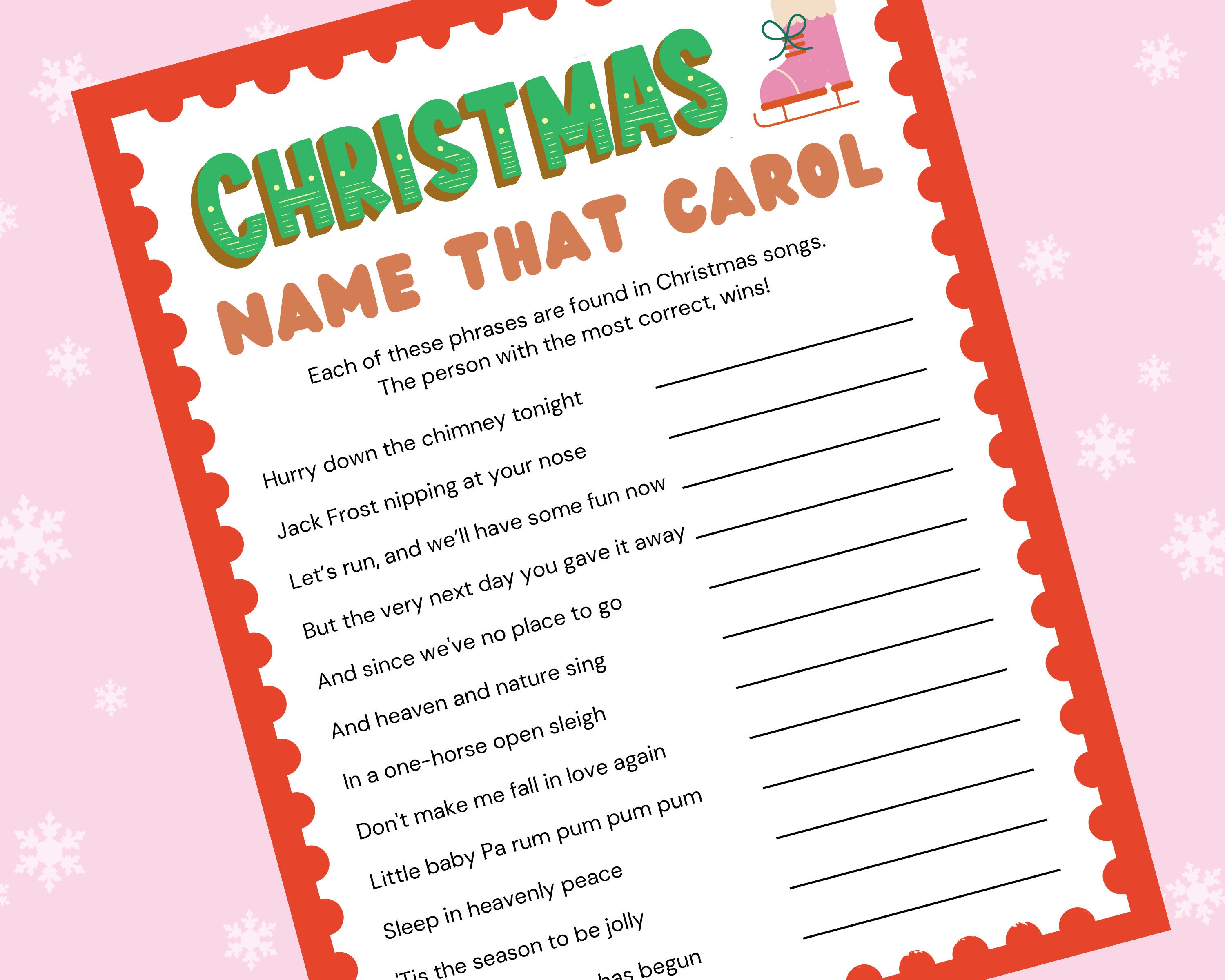 Christmas Name That Carol Christmas Songs Game Printable Christmas Game ...