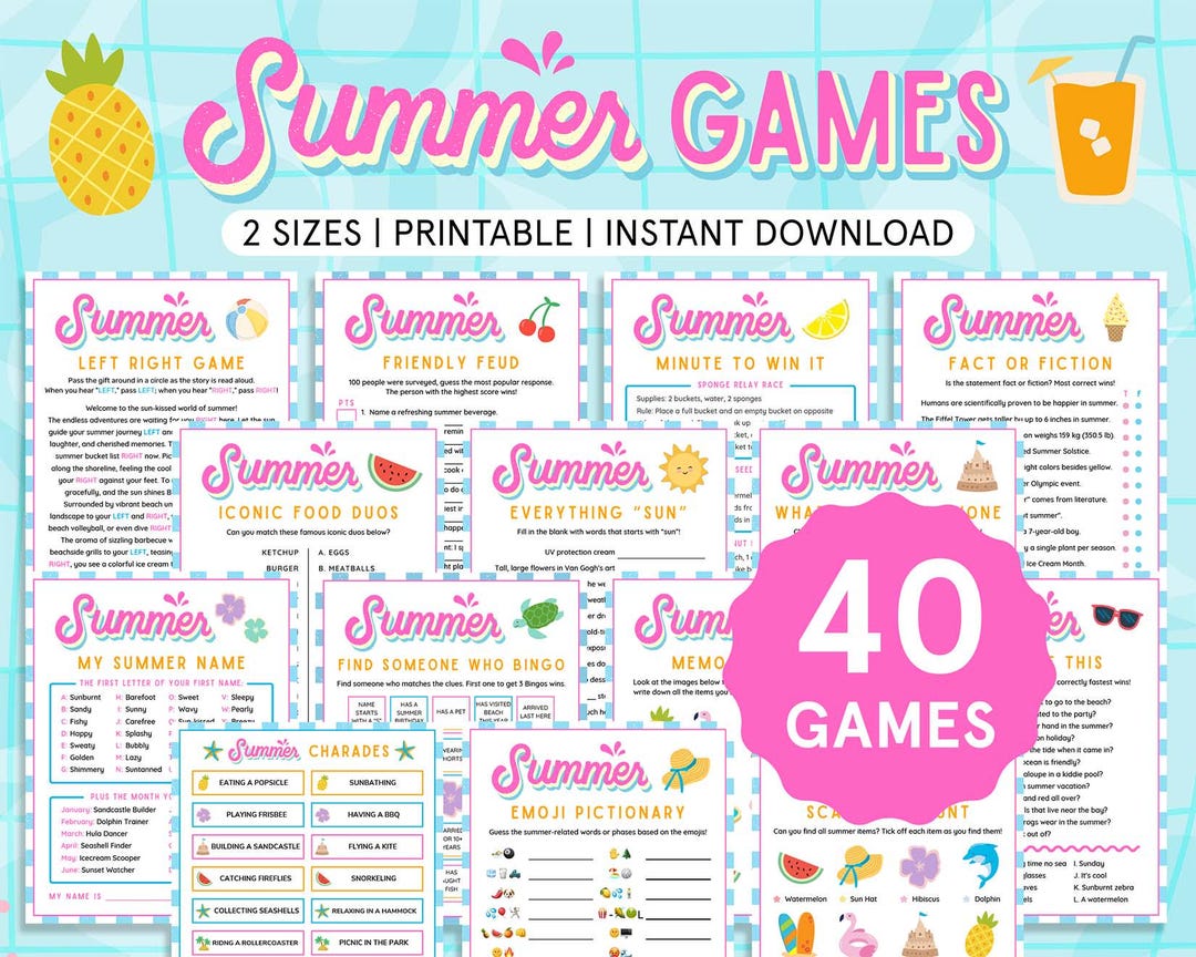 Summer Game Bundle Summer Games for Kids Summer Activities Family ...
