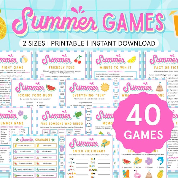Summer Printable Games - Etsy