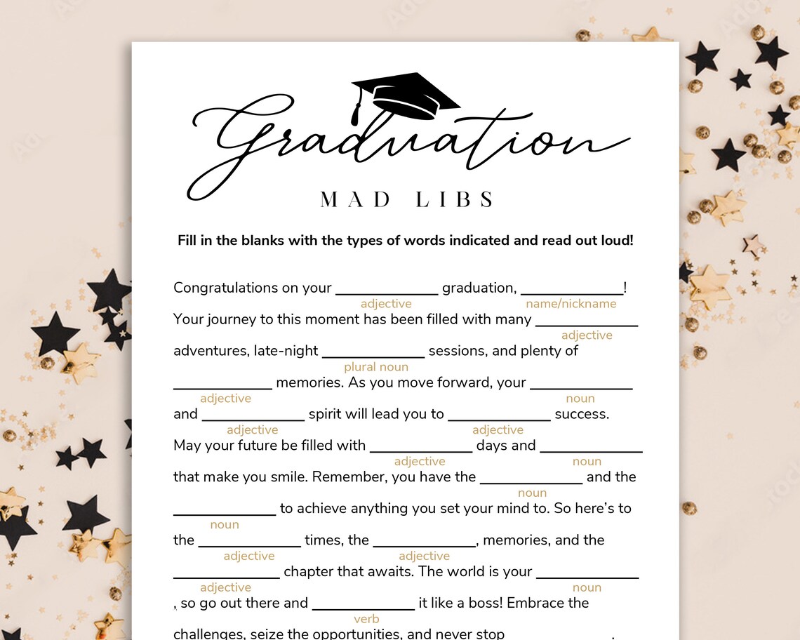 Graduation Libs Graduation Party Games Graduation Mad Libs Class of ...
