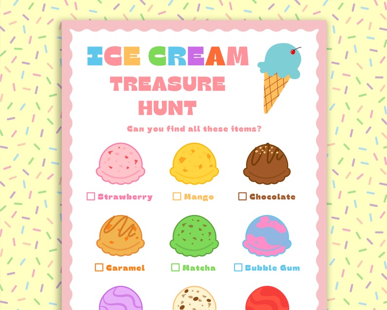 Ice Cream Treasure Hunt Ice Cream Party Games Birthday Party Kids ...