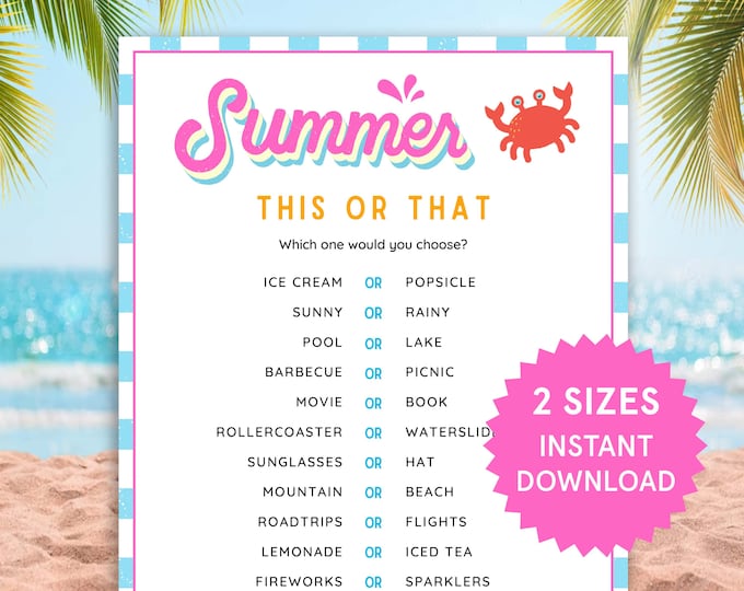 Summer This or That Summer Games Summer Activities for Kids, Adult ...