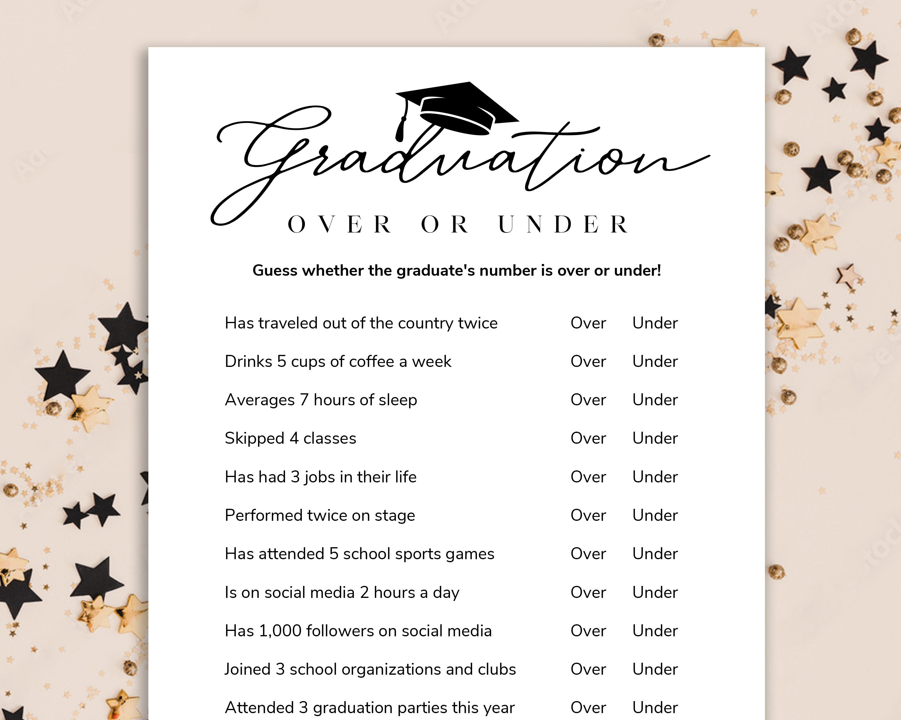 Graduation Over or Under Graduation Party Games Grad Party Games High ...