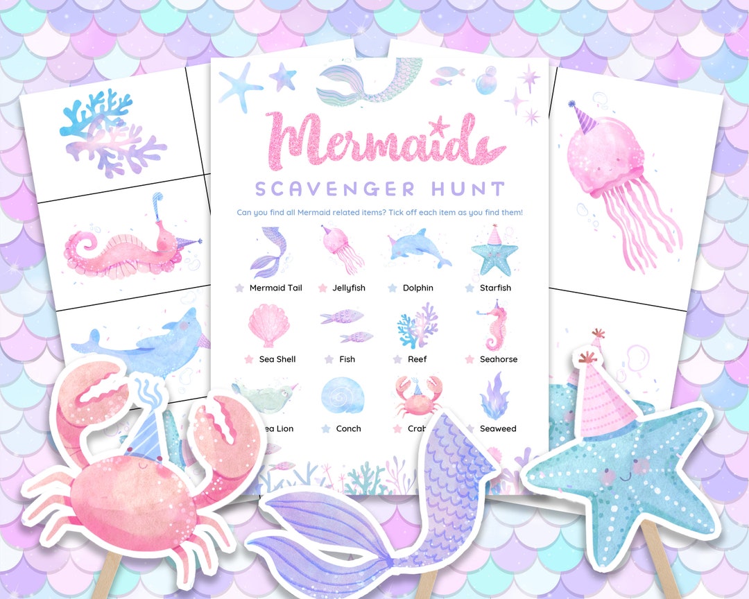 Mermaid Scavenger Hunt Mermaid Indoor Treasure Hunt Girls Mermaid ...