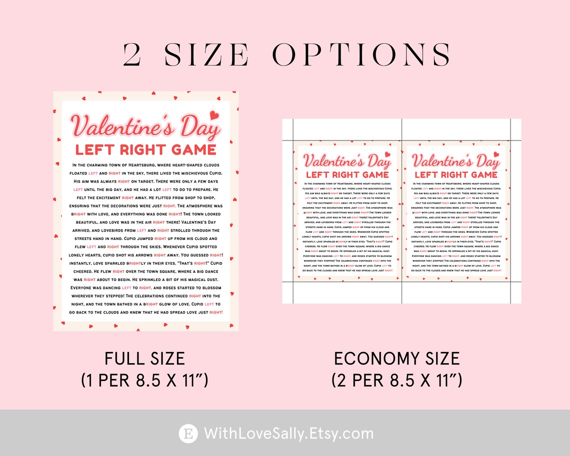 Valentines Day Left Right Game Printable Valentines Left Right Poem ...