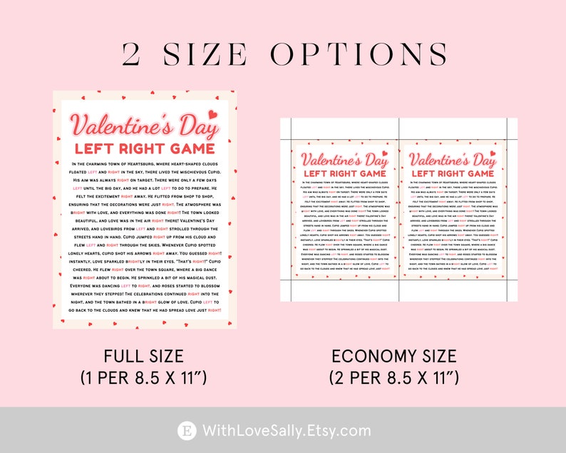 Valentines Day Left Right Game Printable Valentines Left Right Poem ...