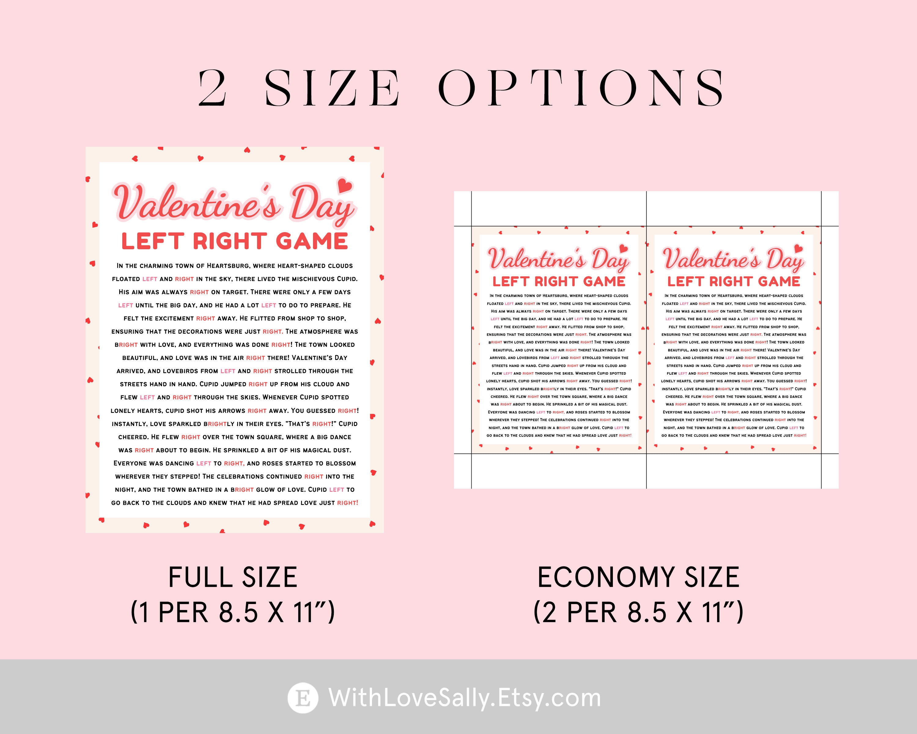 Valentines Day Left Right Game Printable Valentines Left Right Poem ...
