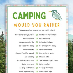 Camping Would You Rather Camping Games Camping Birthday Party ...