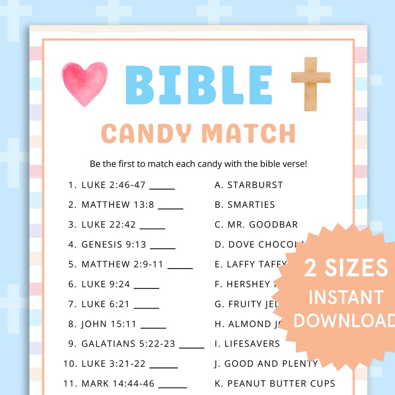 Bible Candy Match Game - Etsy