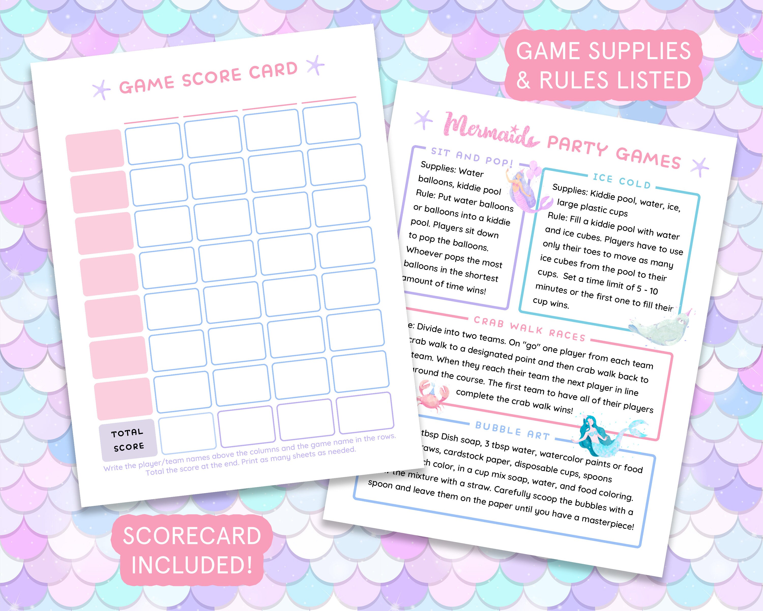 Mermaid Party Games Minute to Win Girls Birthday Game Mermaid Birthday ...