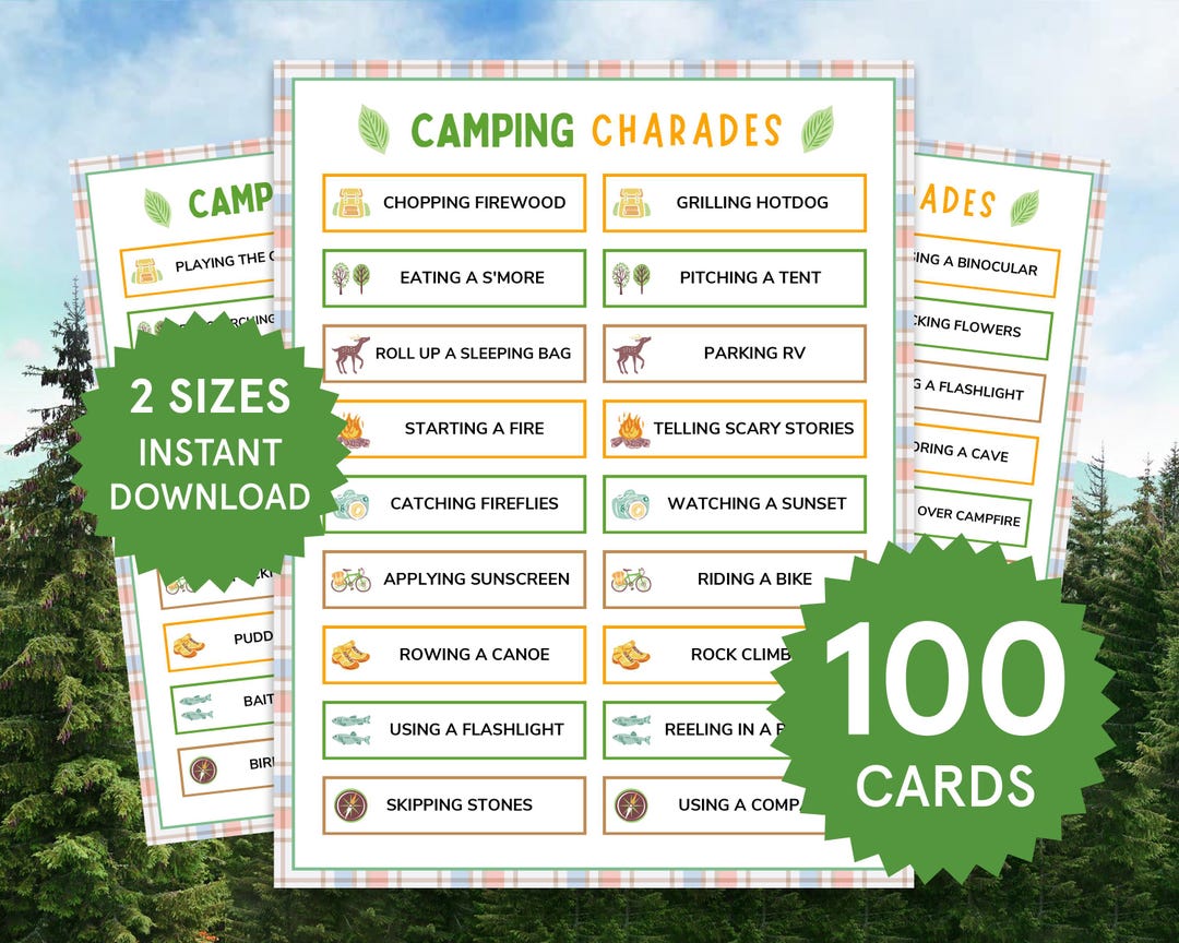 Camping Charades Camping Activities for Kids Camping Games Adults ...