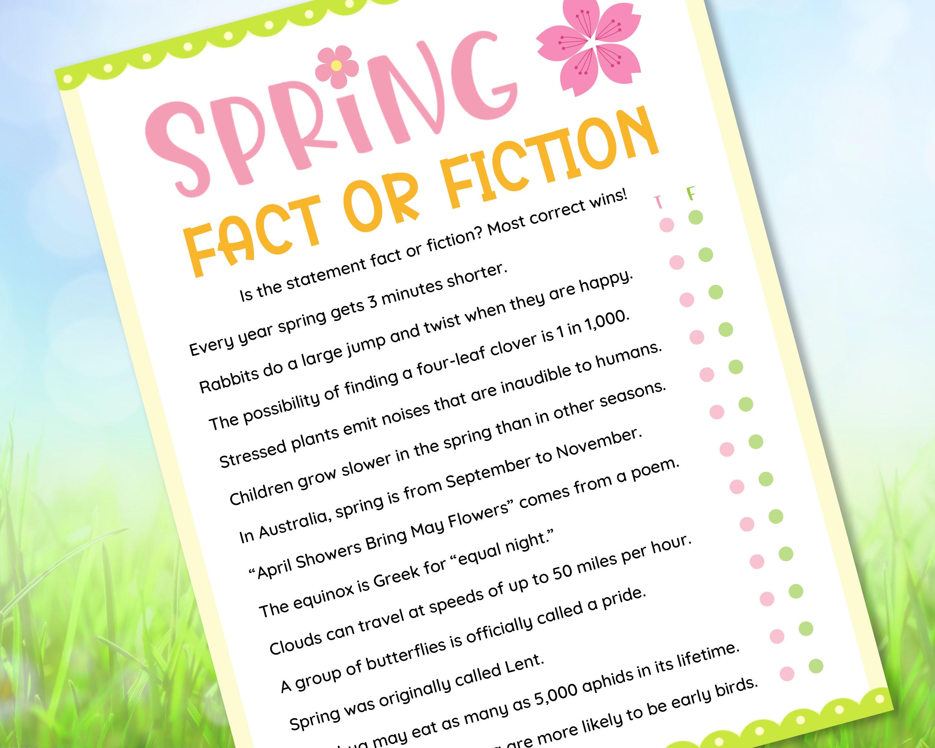 Spring Fact or Fiction Game Printable Spring Activities for Kids ...