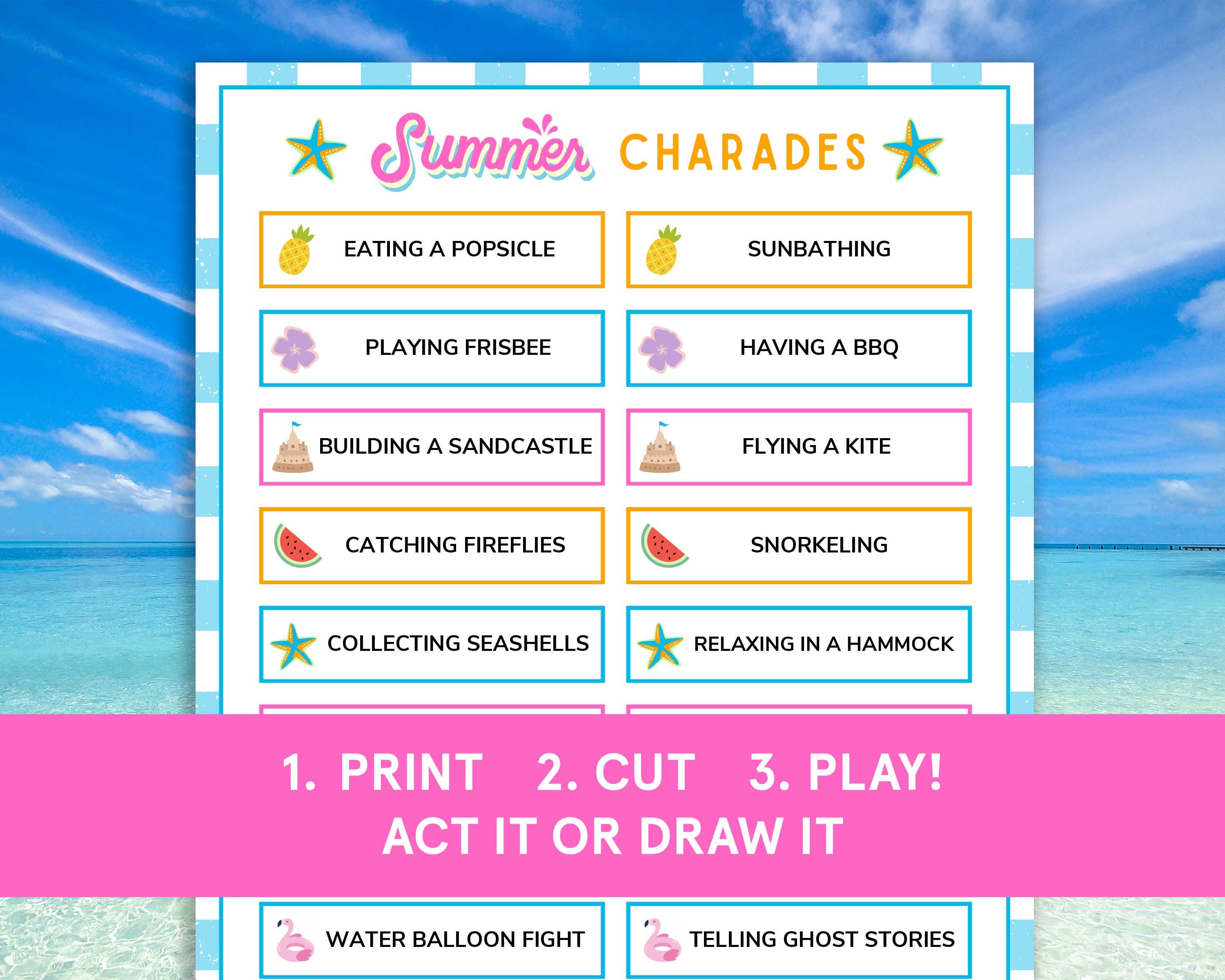 Summer Charades Summer Games Family Summer Activities for Kids, Adult ...