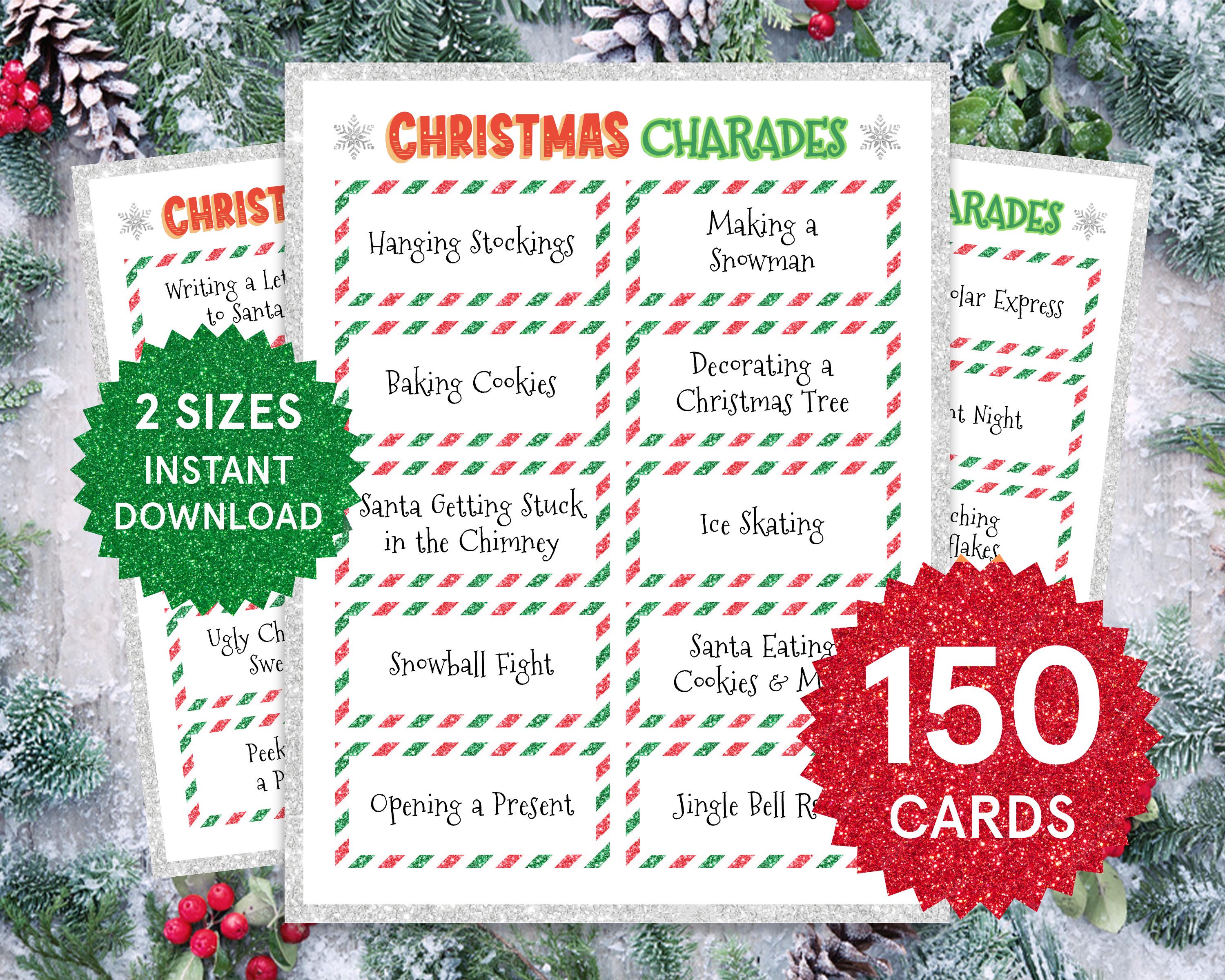 Christmas Charades | Printable Christmas Pictionary Cards | Christmas ...