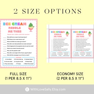 Ice Cream Riddle Me This Ice Cream Birthday Fun Summer - Etsy