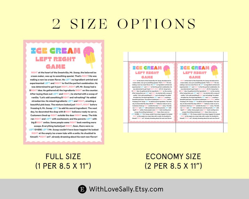 Ice Cream Left Right Game Ice Cream Party Games for Kids Ice Cream ...