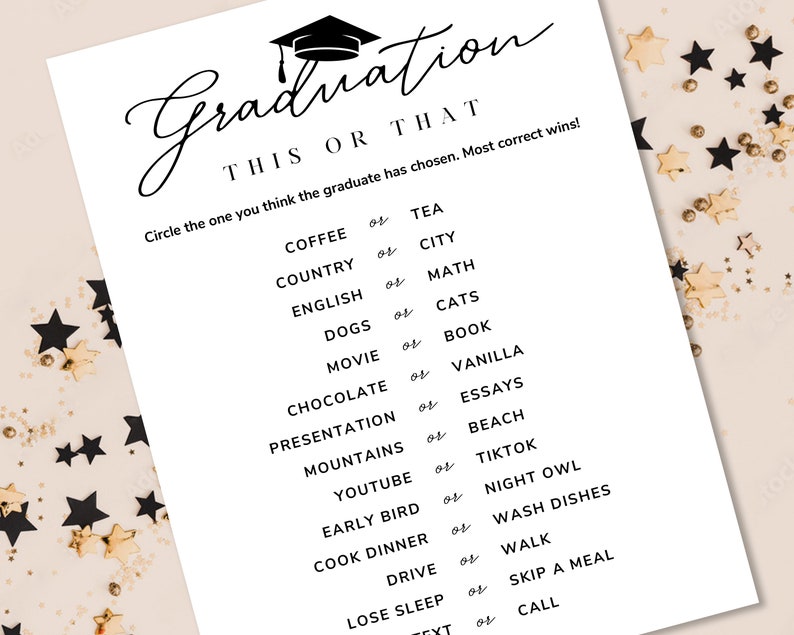 Graduation This or That Graduation Game Class of 2026 Graduation Party ...
