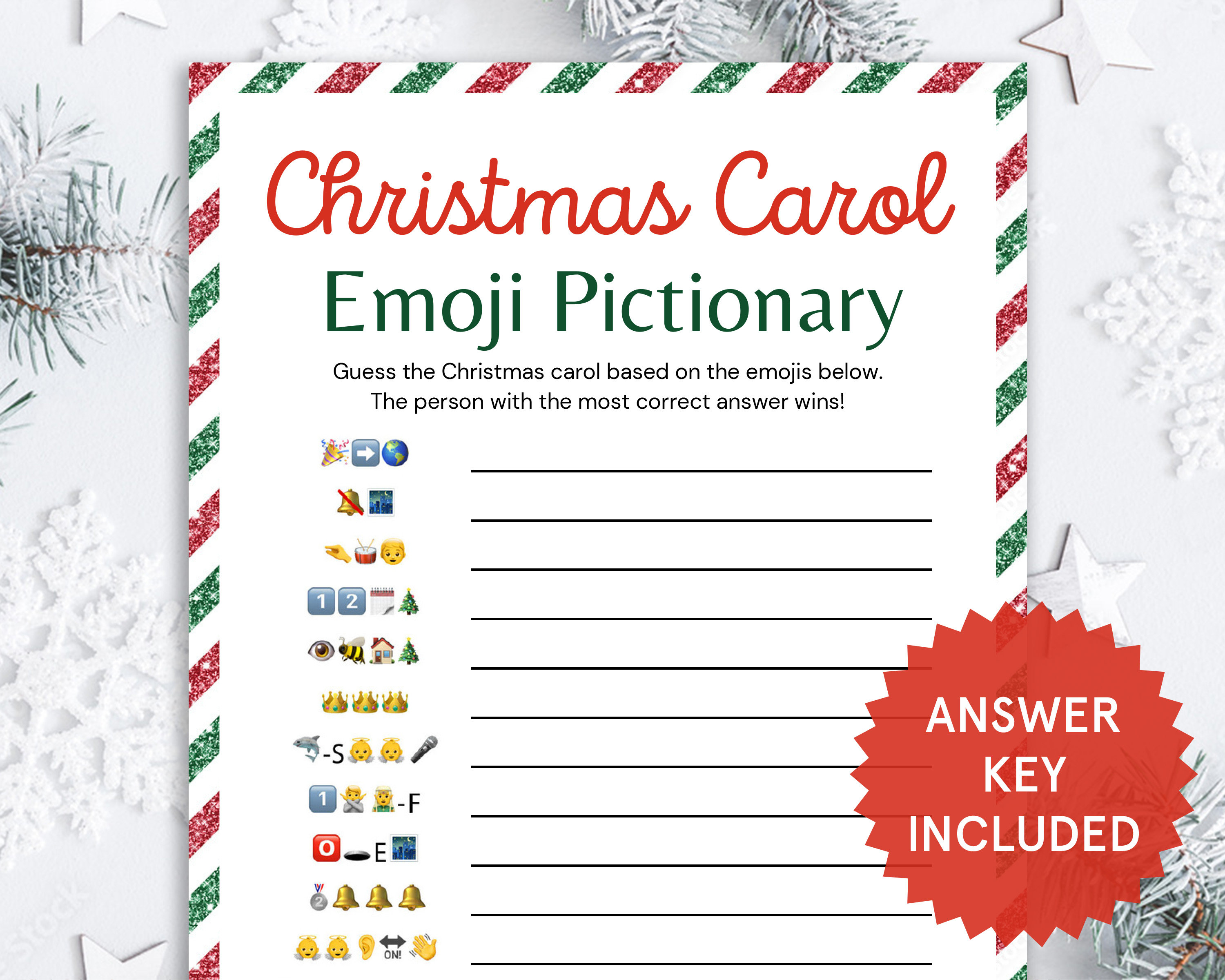 Christmas Carol Emoji Pictionary Christian Christmas Game for Kids ...