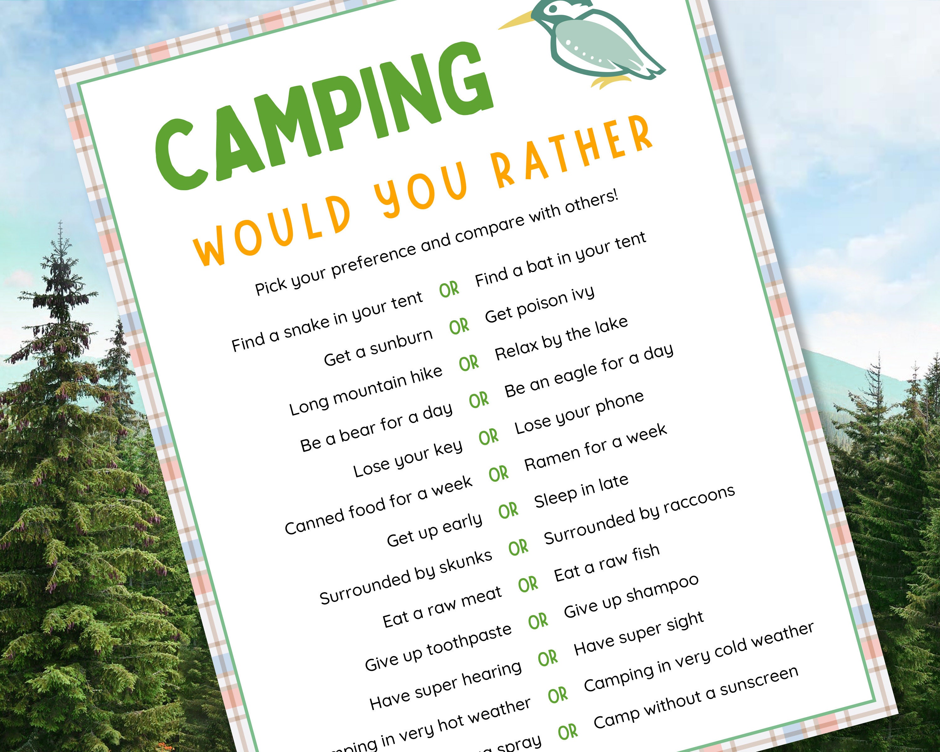 Camping Would You Rather Camping Games Camping Activities Kids Camping ...