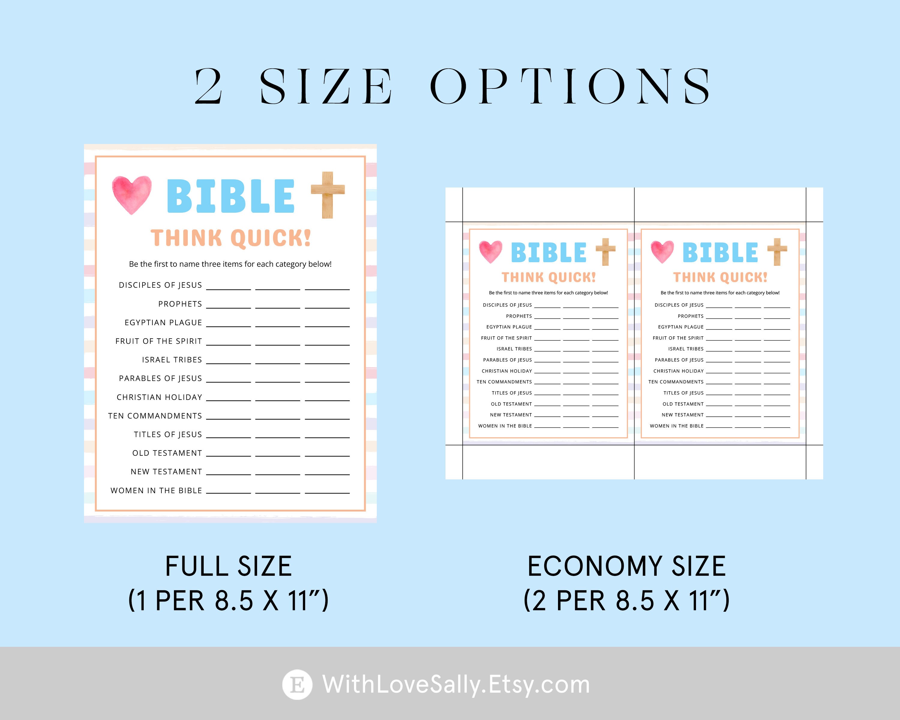 Bible Think Quick Bible Games for Kids Adults Sunday Bible Study Games ...