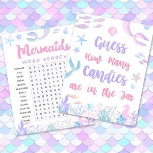 Mermaid Party Game Bundle Girls Birthday Games Mermaid Themed Party ...