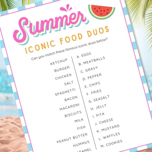 Summer Iconic Food Duos Summer Games Roadtrip Pool Party - Etsy