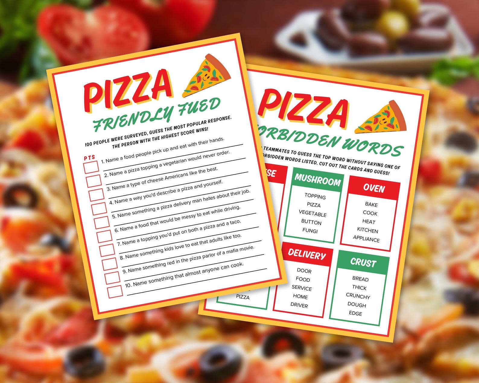 Pizza Party Game Bundle Pizza Games Birthday Party Games for Kids ...