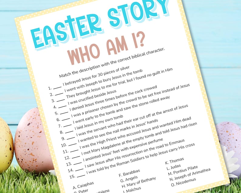 Bible Easter Story Who Am I Bible Easter Trivia for Kids, Adults Easter ...